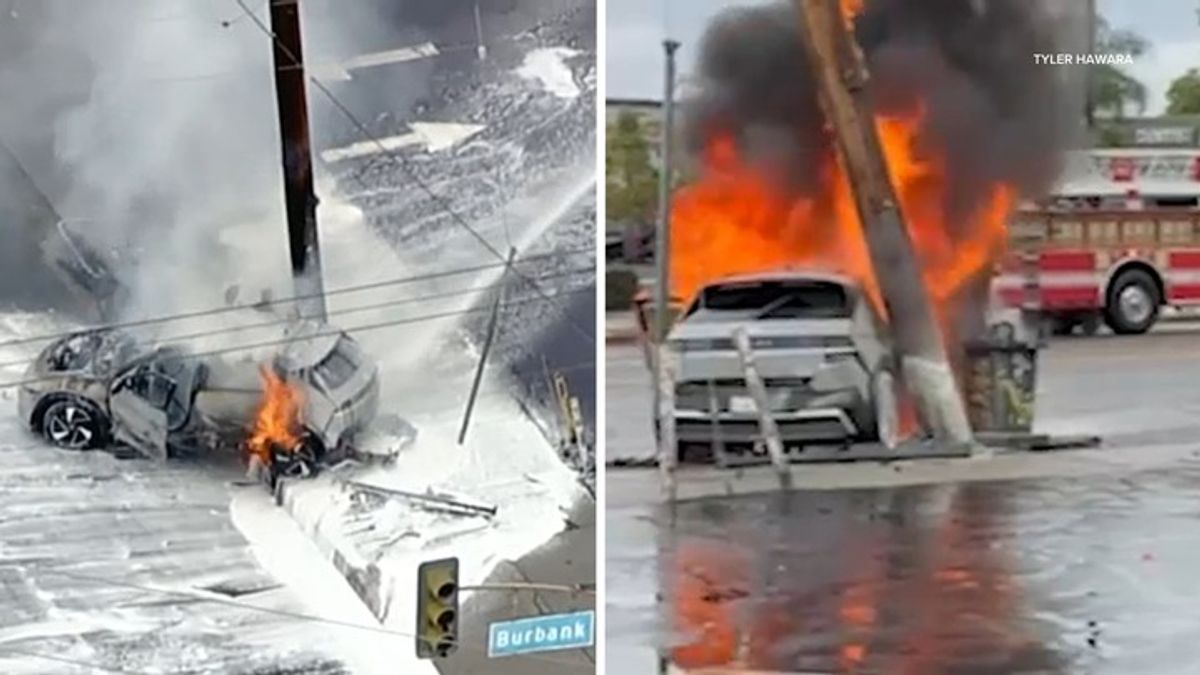 Good Samaritan pulls driver from vehicle as car erupts in flames after ...