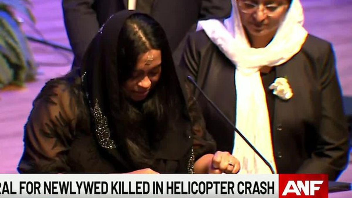 Bride speaks at funeral for newlywed groom killed in helicopter crash ...