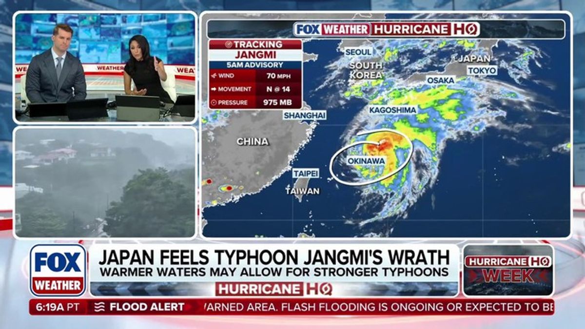 Tropical Storm Jangmi charges toward Japan with lashing winds, heavy ...