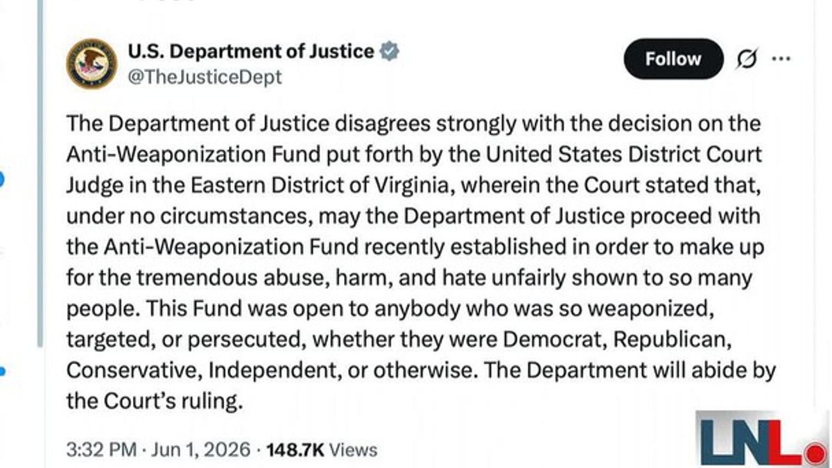 DOJ says it will stop work on $1.8 billion "anti-weaponization fund ...