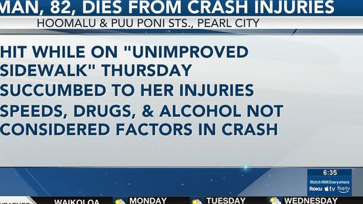 Honolulu police investigate Pearl City crash that killed 82-year-old ...