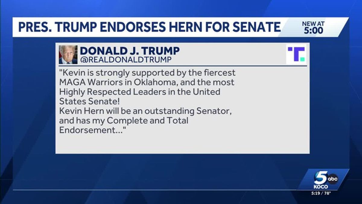 Oklahoma Rep. Kevin Hern endorsed by Trump, lawmakers for Sen. Mullin’s ...