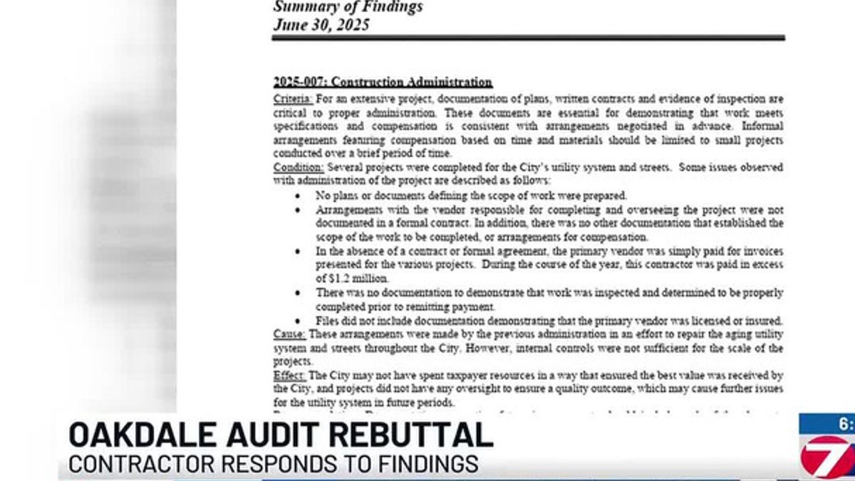 Contractor says City of Oakdale failed to keep records, disputes $1.2M ...