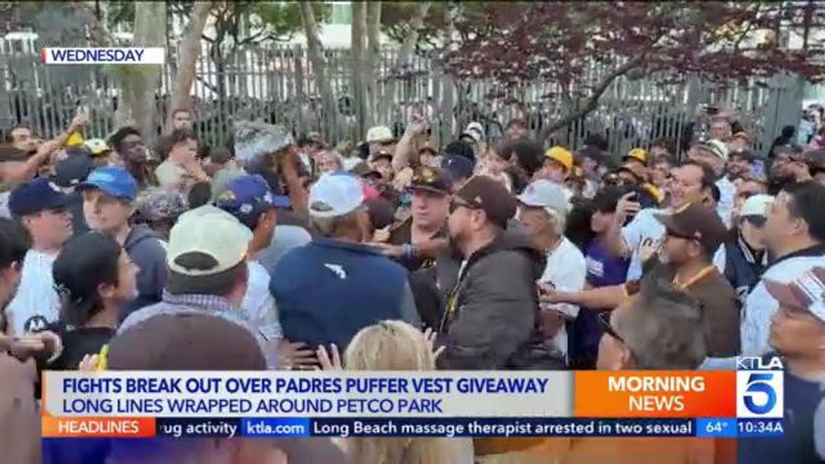 Puffer vest giveaway turns chaotic at Padres game | Haystack News
