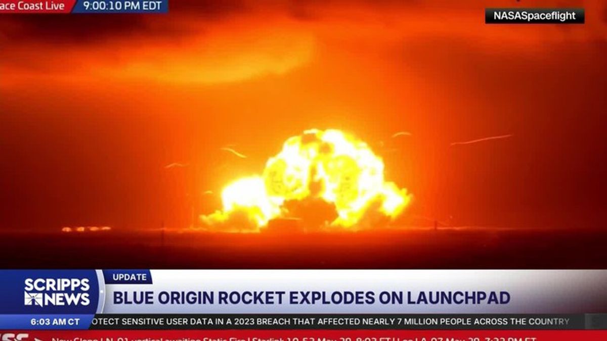 Blue Origin rocket explodes on the launch pad during an engine-firing ...