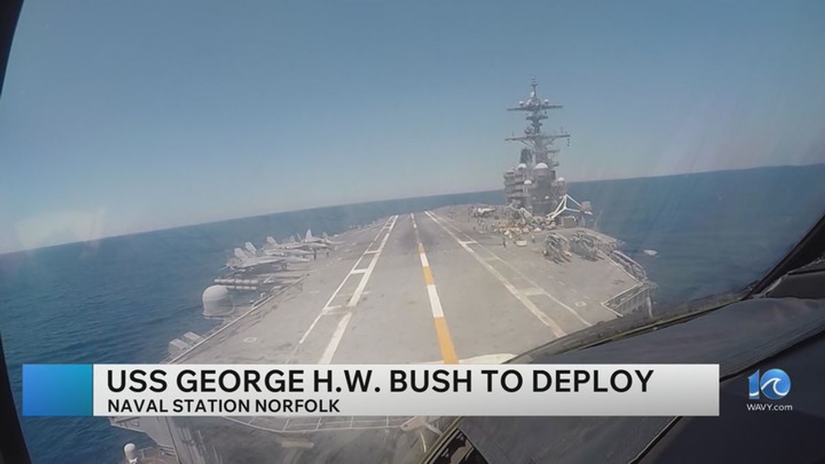 Aircraft carrier USS George H.W. Bush to set sail from Norfolk Tuesday ...