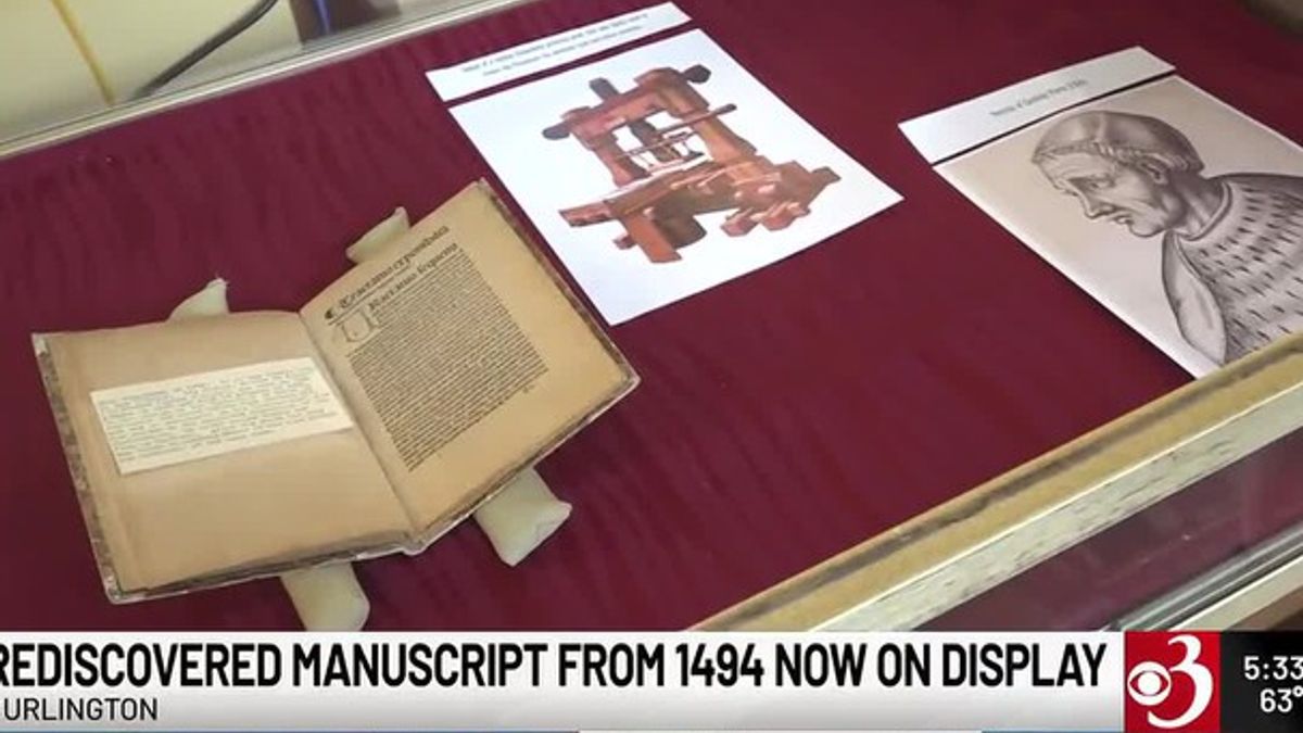 Rediscovered 500-year-old manuscript on display at Fletcher Free ...