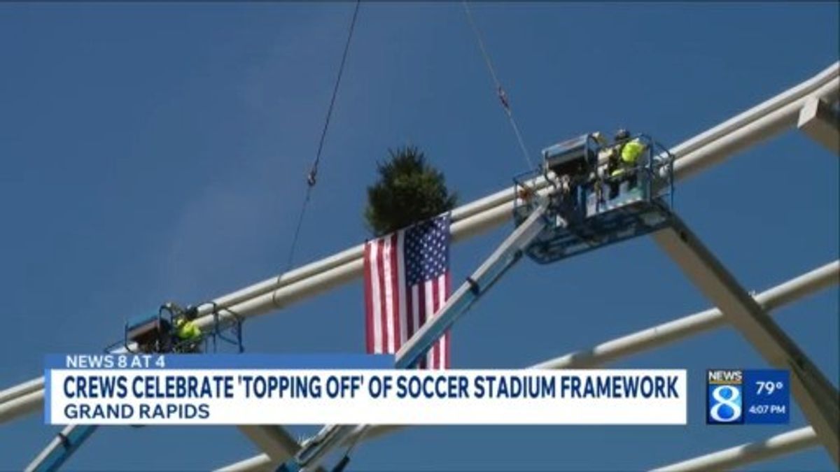 Crews celebrating 'topping off' of soccer stadium | Haystack News