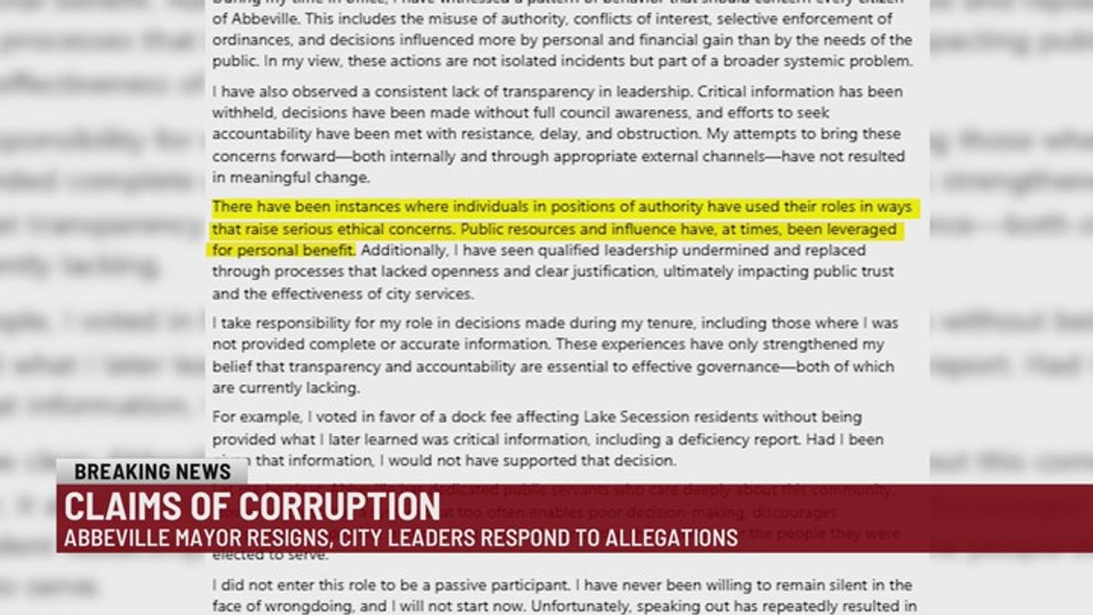Abbeville mayor resigns, claims corruption in city government ...