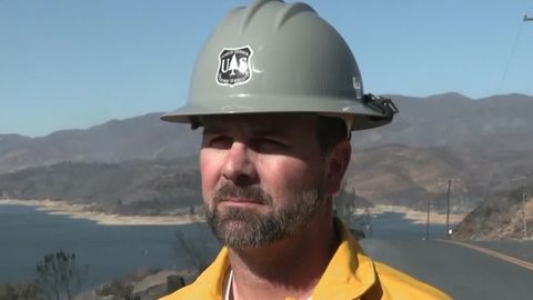 A major wildfire is burning near the town of Castaic in southern ...