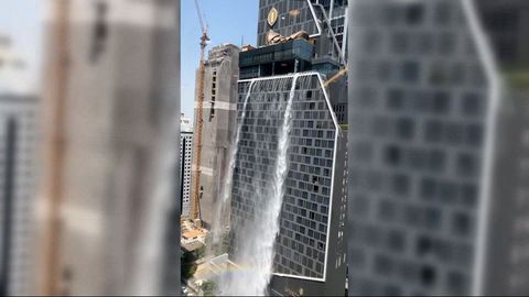 Pool water pours over side of high rise during earthquake | Haystack News