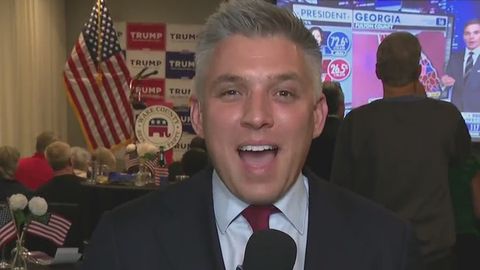 Brian Entin breaks news to GOP watch party that Trump is projected to ...