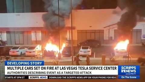 Multiple cars set on fire at Las Vegas Tesla center | Haystack News