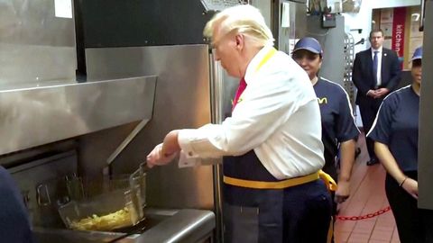 Trump Makes Fries at McDonald's as Part of Late Campaign Stop in ...