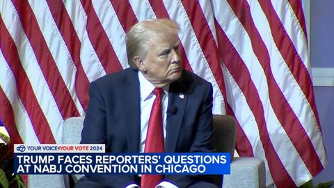 Trump questions Harris' race in NABJ interview in Chicago, says VP pick ...
